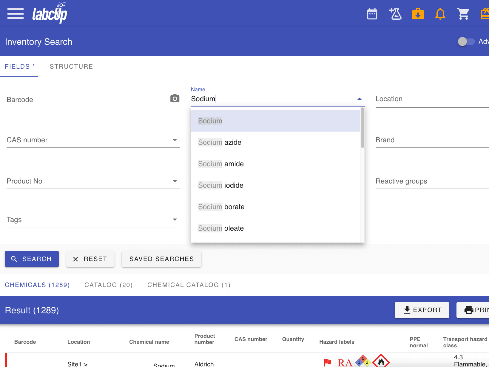 Chemical Inventory - Labcup